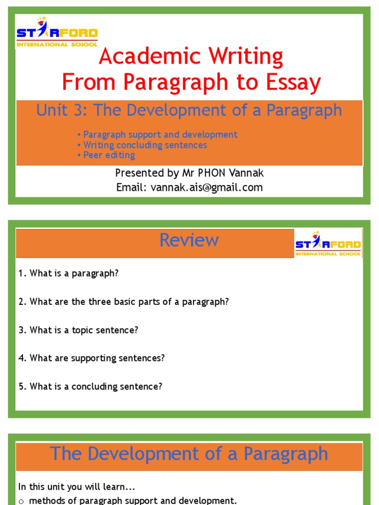 Academic Writing - 3 - The Development of A Paragraph | Download Free ...