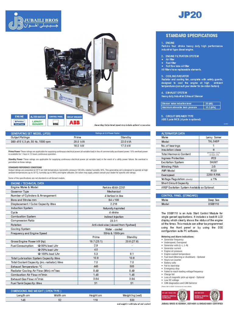 Standard Specifications: 1. Engine | PDF | Engines | Door