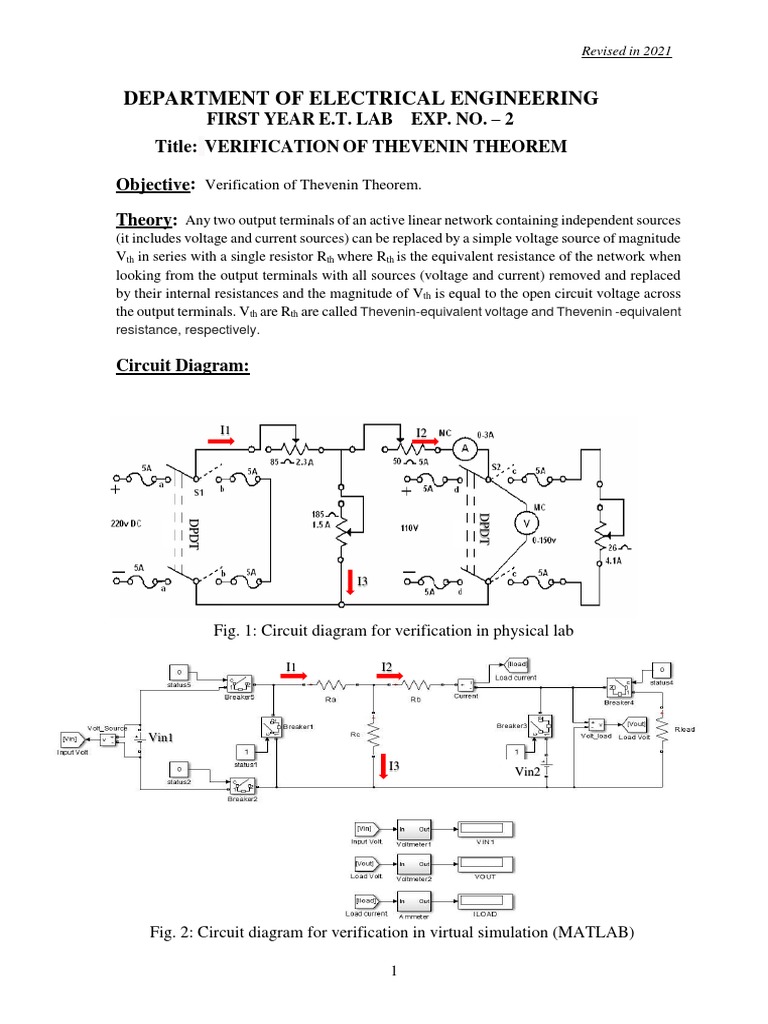 Thevenin's Theorem Verification Lab Guide | PDF | Electrical Network ...