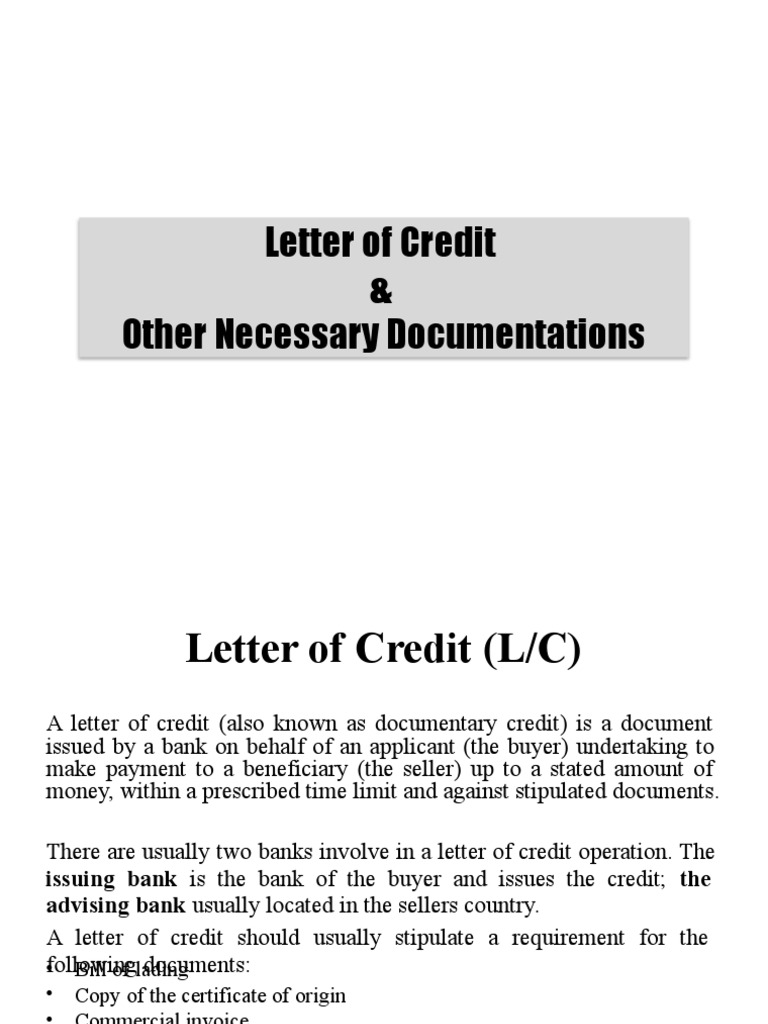 LC - Other Necessary Documentations | PDF | Letter Of Credit | Bill Of ...