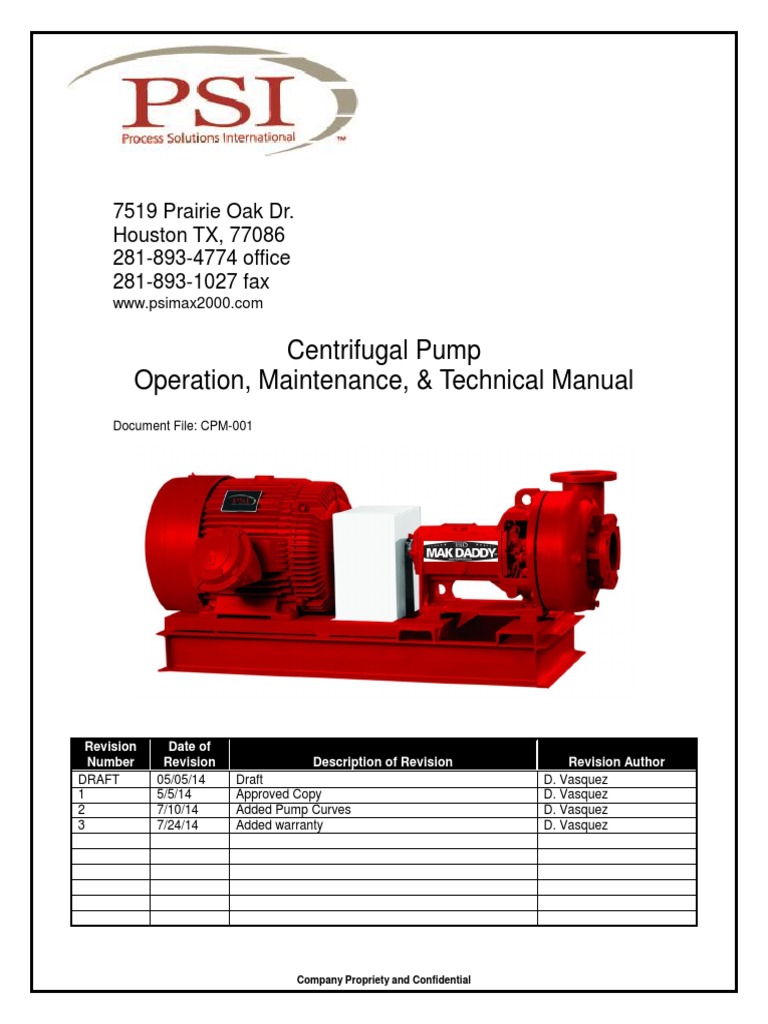 Centrifugal Pump Manual CP 001 Rev3 | PDF | Pump | Indemnity