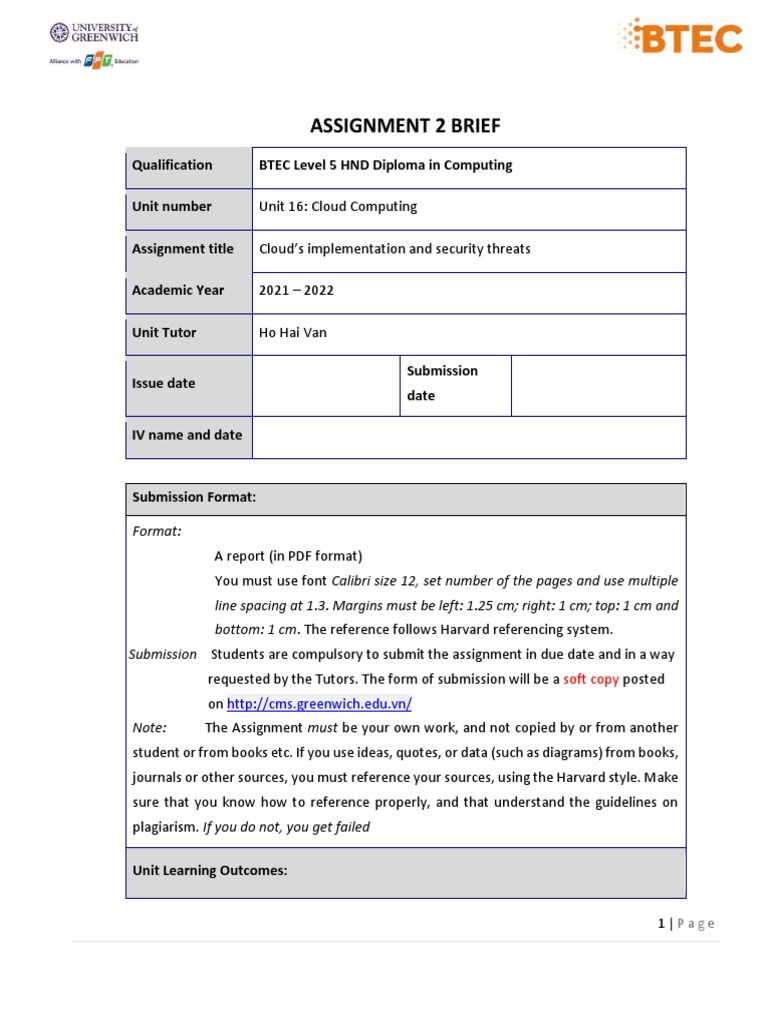 Vo Bi Thanh Phuoc - GCS200547 - Assignment Brief 2 | PDF | Denial Of Service Attack | Cloud ...