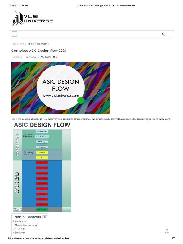 Complete ASIC Design flow 2021 - VLSI UNIVERSE | PDF | Logic Synthesis | Information Age