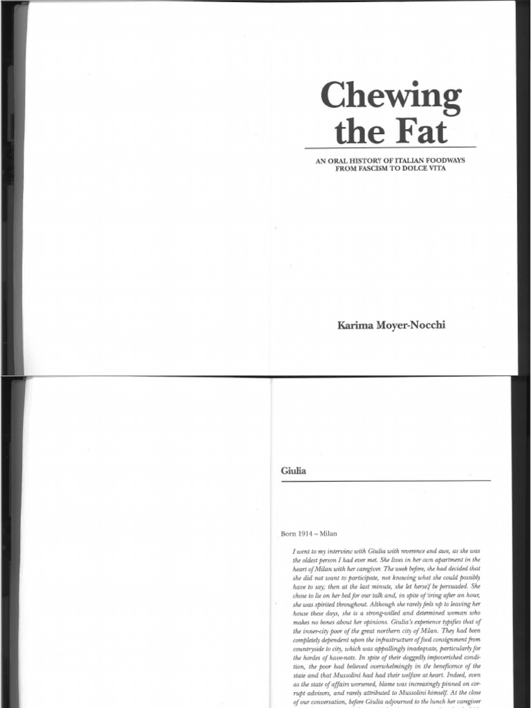 Chewing The Fat - An Oral History of Italian Foodways | PDF
