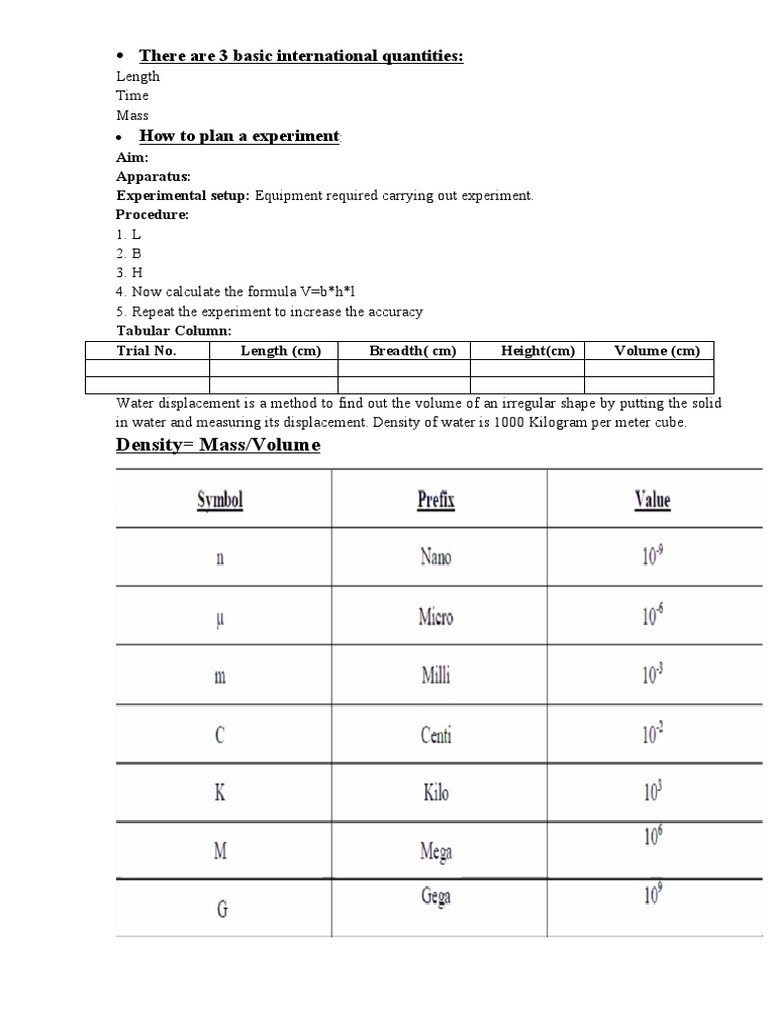 Experiment Guide for Density and Volume | PDF | Acceleration | Evaporation