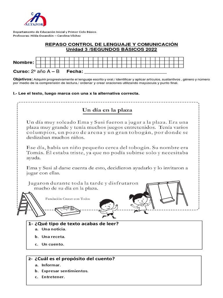 Repaso Control, Unidad 3 | PDF | Cognición | Lingüística