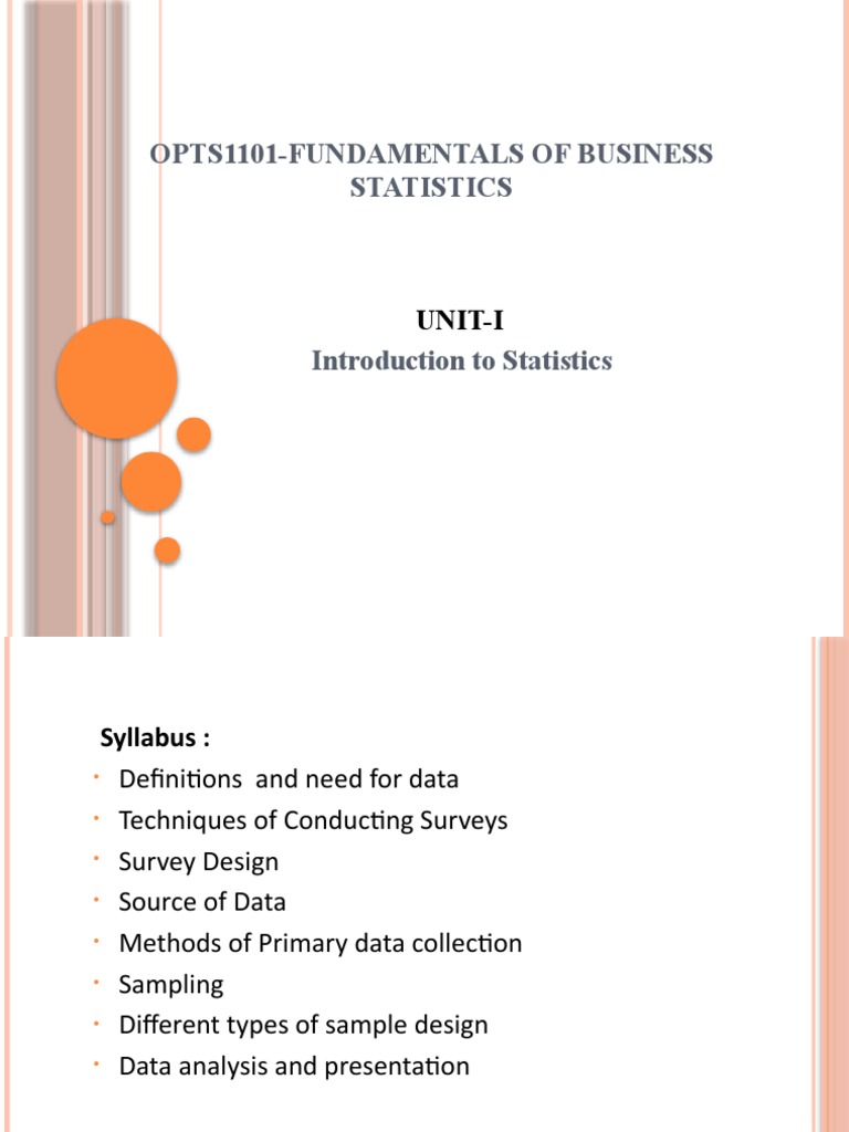 Unit-1 Introduction To Statistics | PDF | Sampling (Statistics) | Statistics