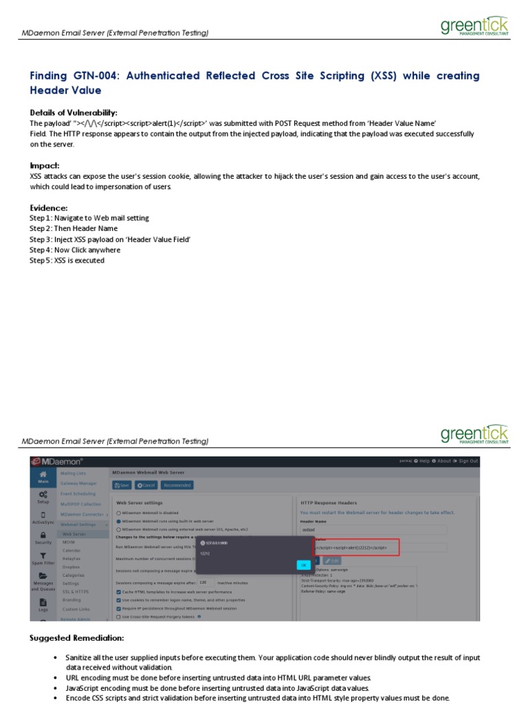 Authenticated Reflected Cross Site Scripting Xss While Creating Header Value Pdf