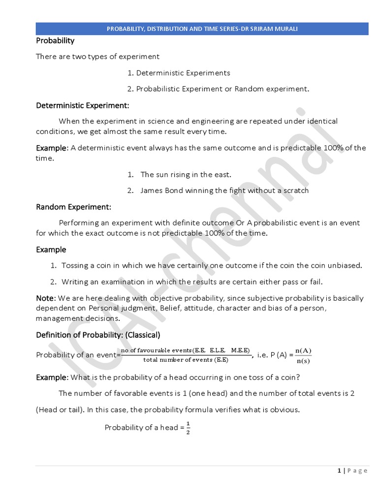 Probability, Distributuion and Time Series | PDF | Probability Distribution | Expected Value