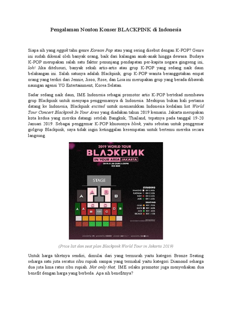 Pengalaman Nonton Konser Blackpink Di Indonesia | PDF