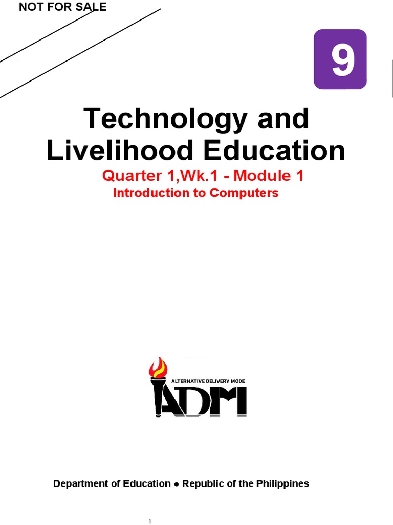 Technology and Livelihood Education: Quarter 1, Wk.1 - Module 1 | PDF | Laptop | Input/Output