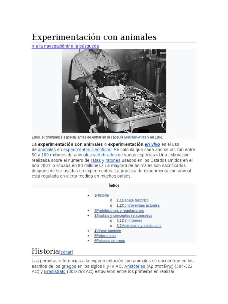 Experimentacion Animal | PDF | Pruebas en animales