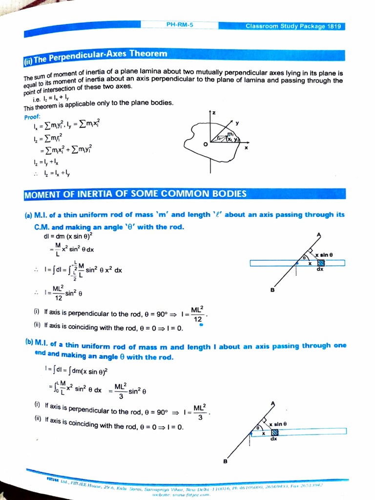 Ch-Rotational Motion Fiitjee | PDF | Rotation Around A Fixed Axis | Sphere