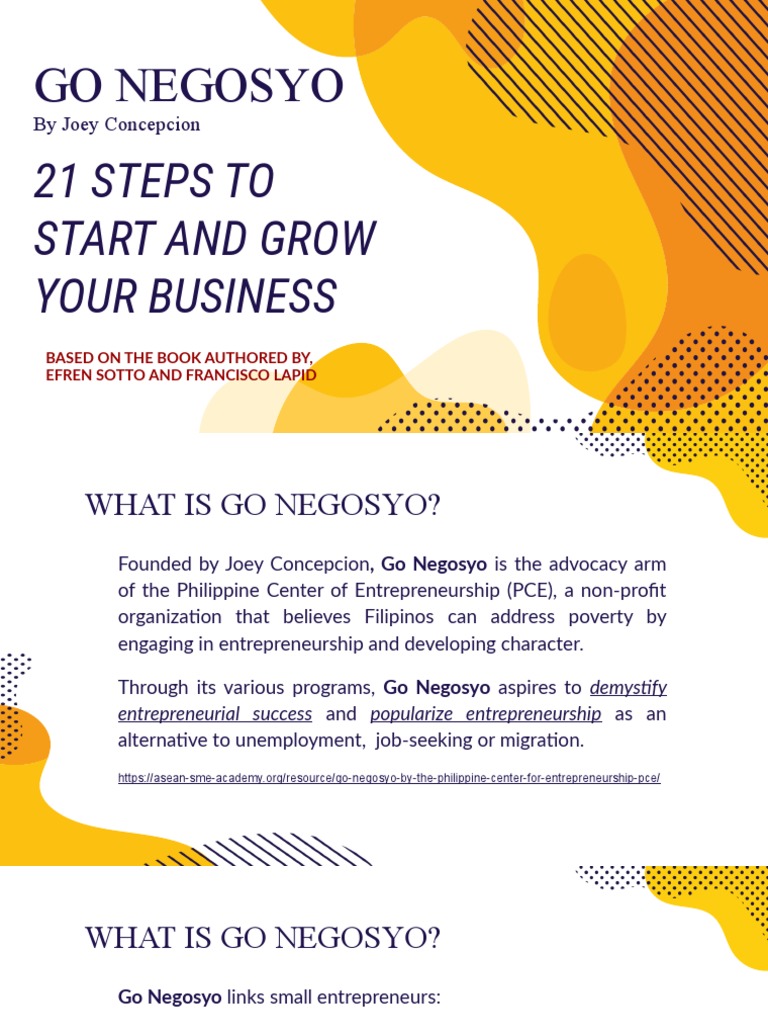 Go Negosyo: 21 Steps To Start and Grow Your Business | PDF | Sales ...