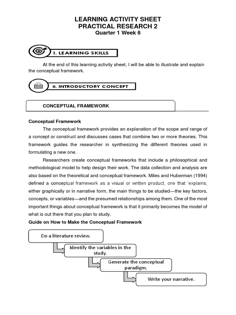 Learning Activity Sheet Practical Research 2: Quarter 1 Week 6 | PDF | Conceptual Model | Theory