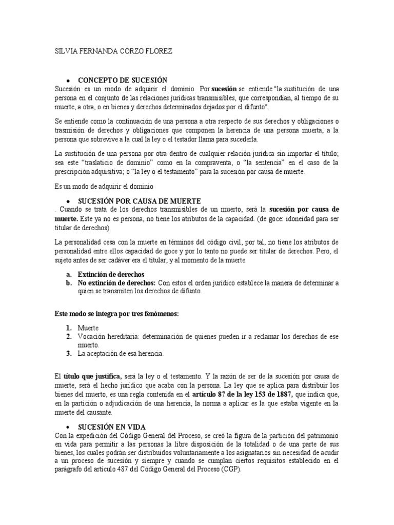 Silvia Fernanda Corzo Florr | PDF | Herencia | Propiedad