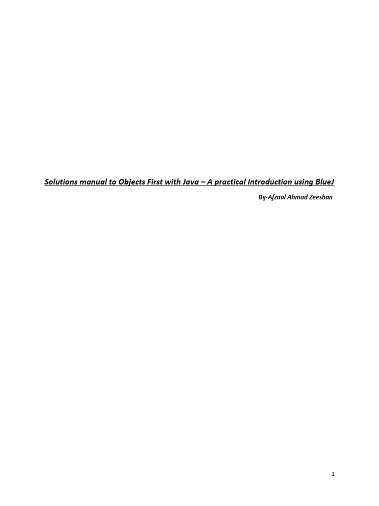 Solutions Manual To Objects First With Java A Practical In Pdf