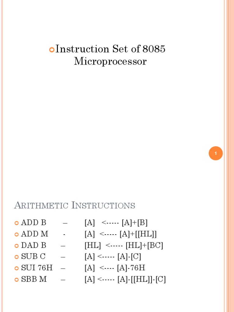Instruction Set of 8085 Microprocessor | PDF | Business