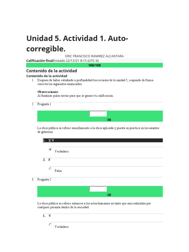 actividad 1 unidad 5, auto corregible | PDF | Instituciones sociales