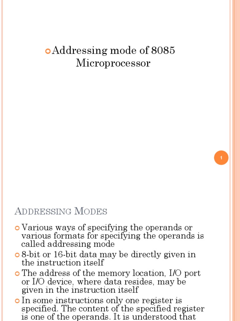 8085 Microprocessor Addressing Modes | PDF | Central Processing Unit | Computer Architecture