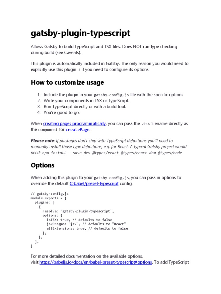 Gatsby Plugin Typescript How To Customize Usage Pdf Programming Paradigms Information 8028