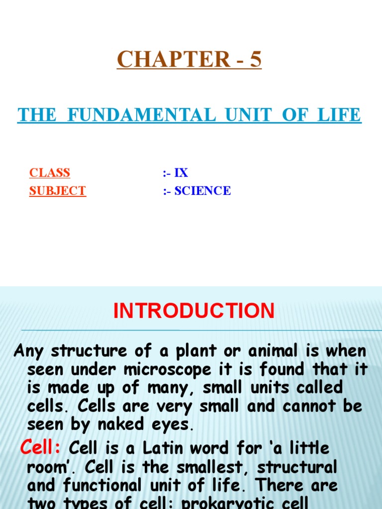 IX-5-The Fundamental Unit of Life | PDF | Cell (Biology) | Osmosis