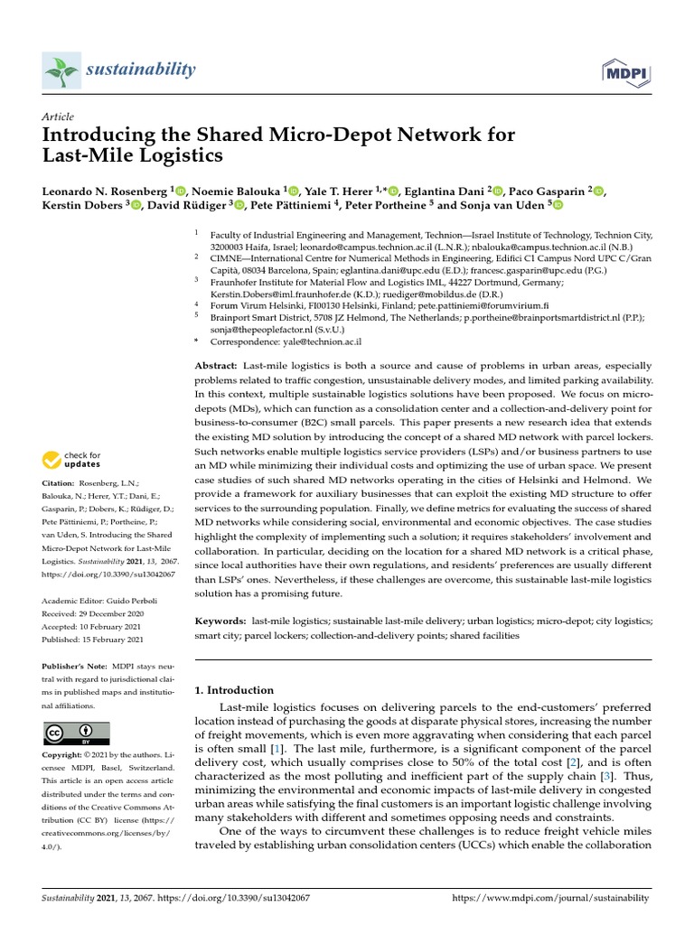 Introducing The Shared Micro-Depot Network For Last-Mile Logistics | PDF | Logistics | Cargo
