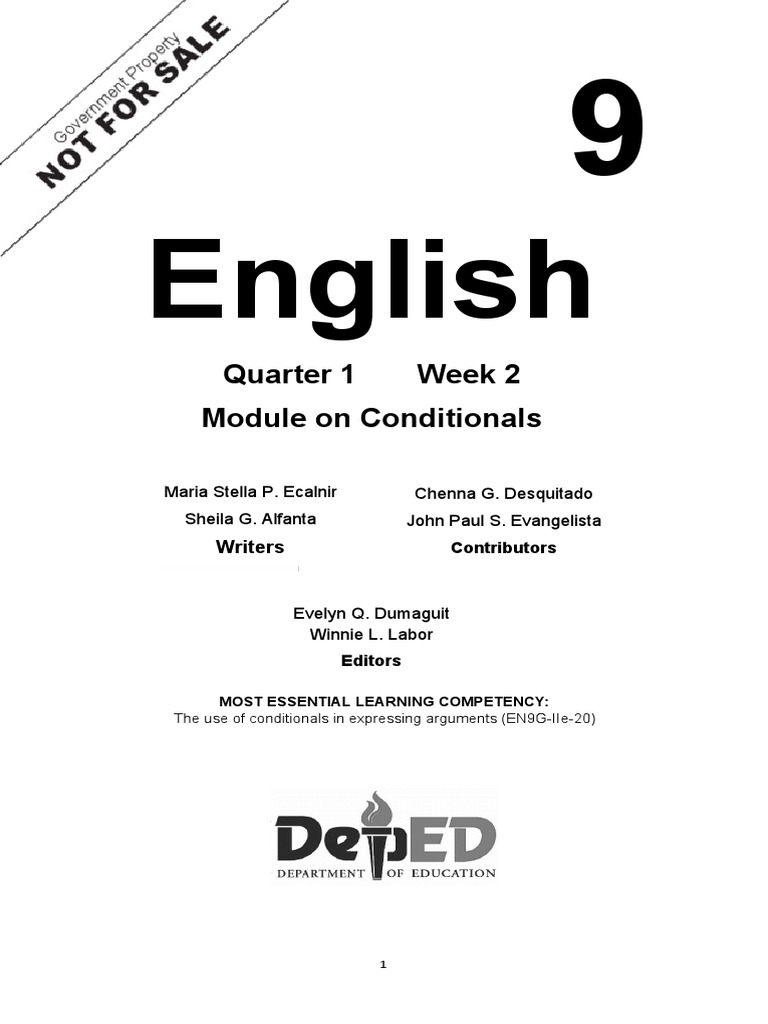 English: Quarter 1 Week 2 Module On Conditionals | PDF | Clause | Sentence (Linguistics)