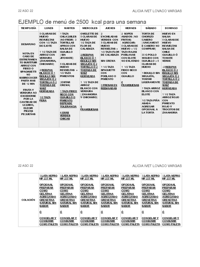 Menu Paciente Renal 3 | PDF | Alimentos | Maíz