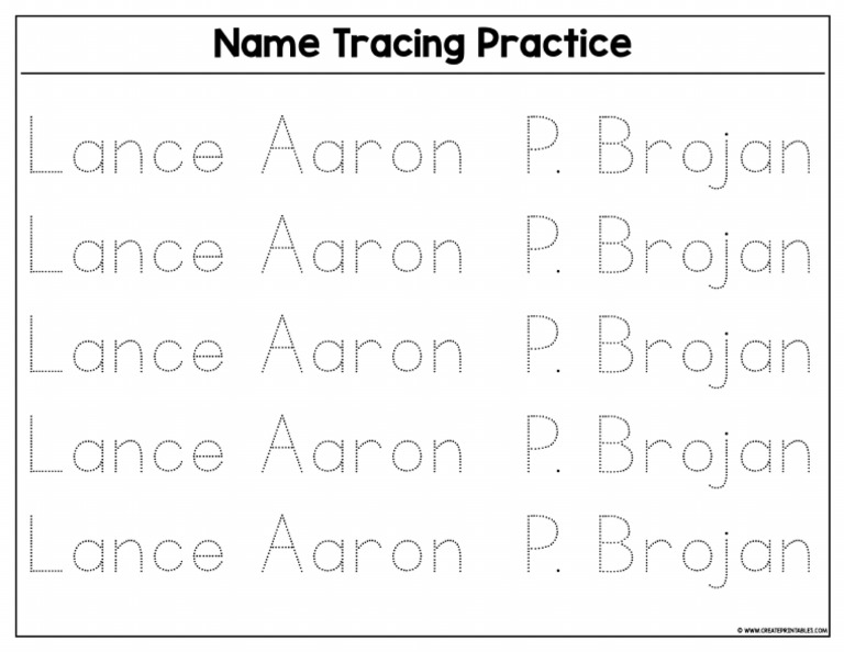 Name Tracing Practice 4EE6 2FA8 4090 | PDF