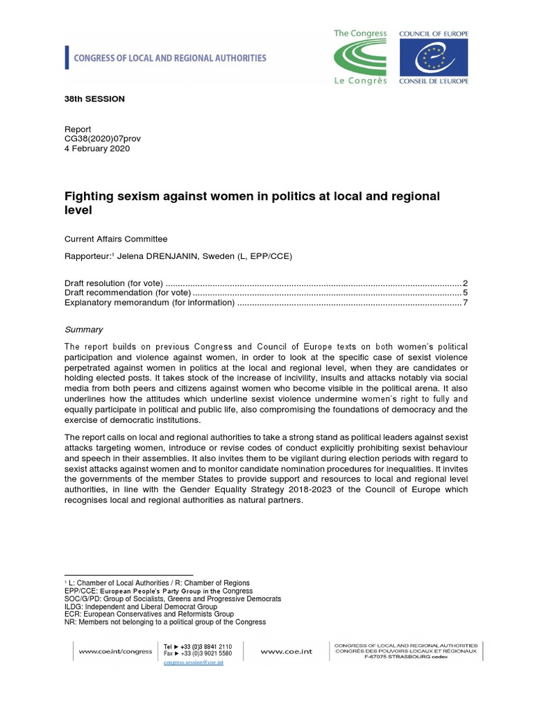 Fighting Sexism Against Women In Politics At Local And Regional Level