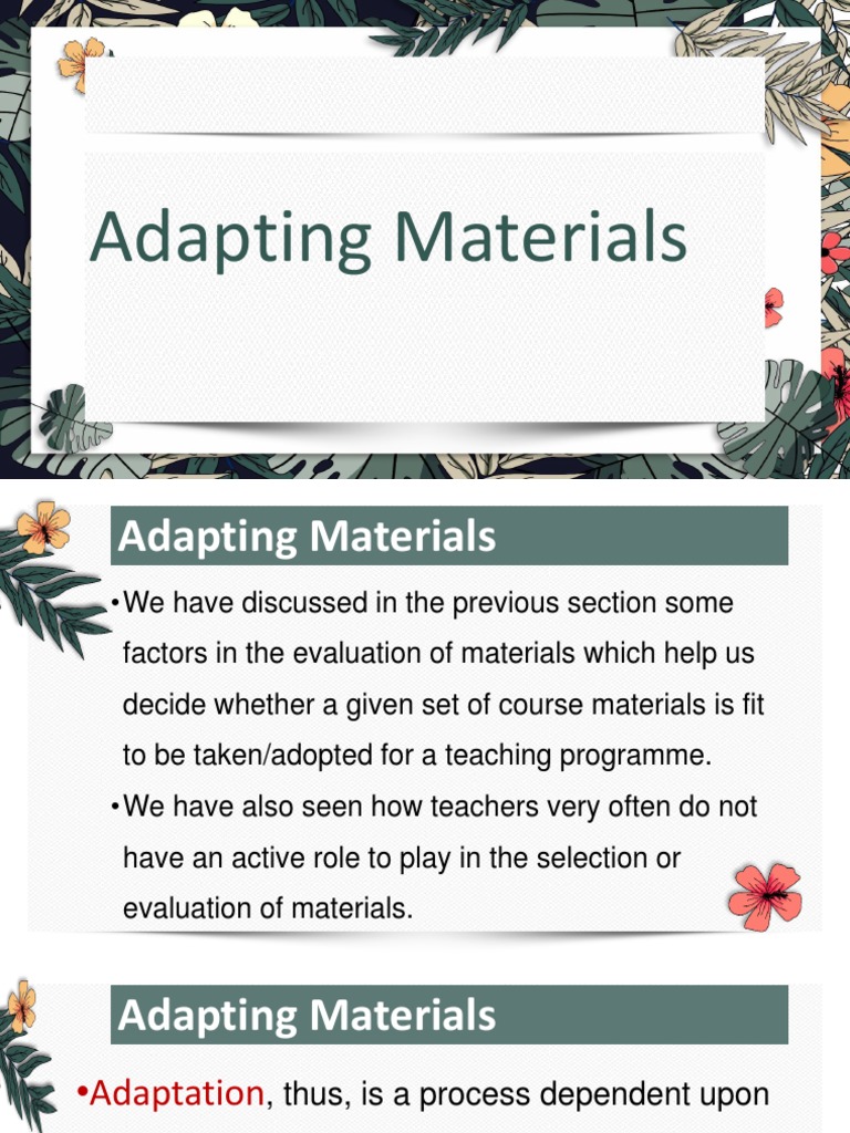 Adapting Materials | PDF | Learning | Teachers