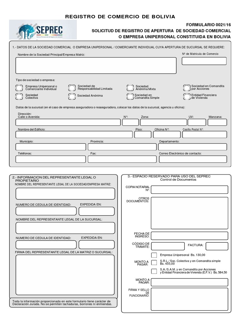 Formulario Seprec | PDF | Business