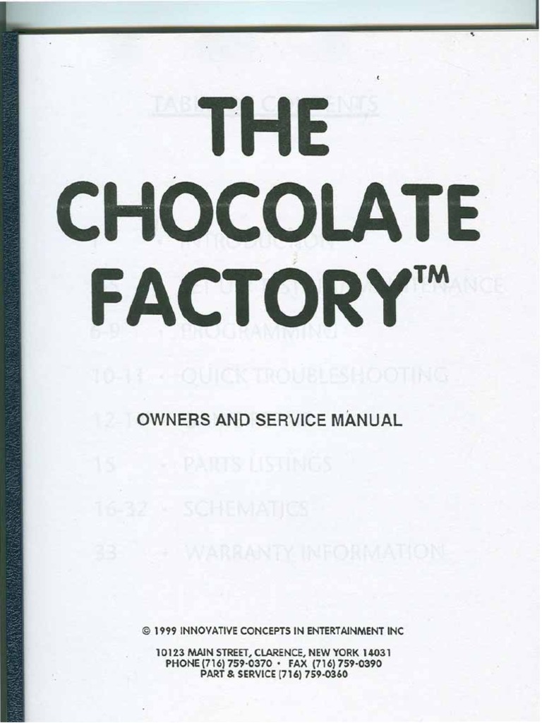 Chocolate Factory Manual | PDF