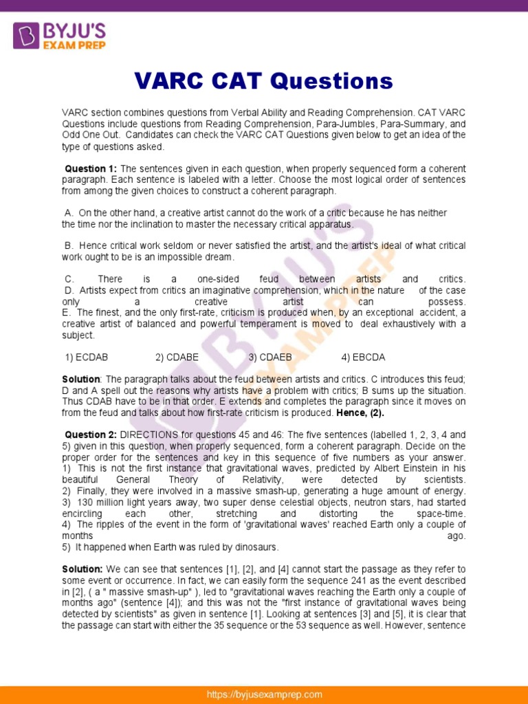 VARC CAT Questions | PDF | Air Pollution