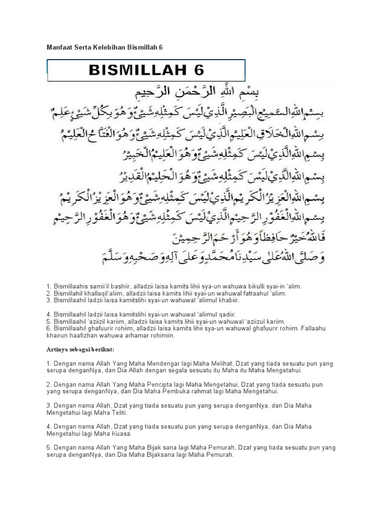 Manfaat Serta Kelebihan Bismillah 6 | PDF | Kesehatan Holistik