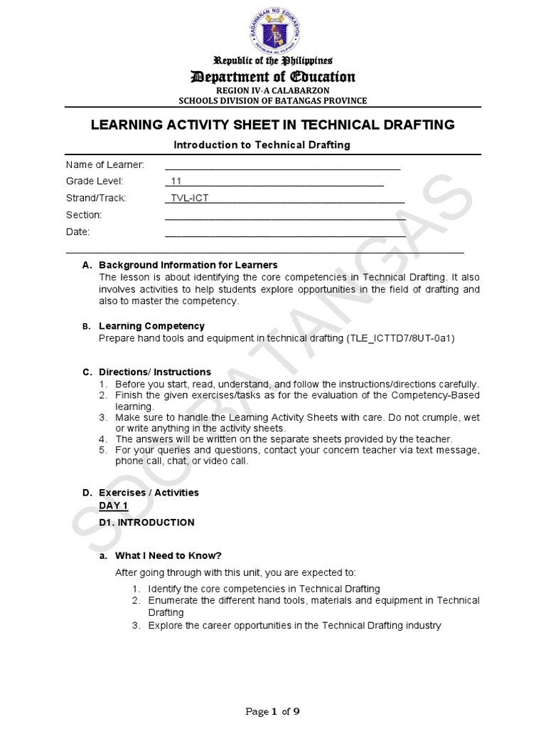 Tletvl Technical Drafting Specialization Las Week1 & 2 | PDF ...
