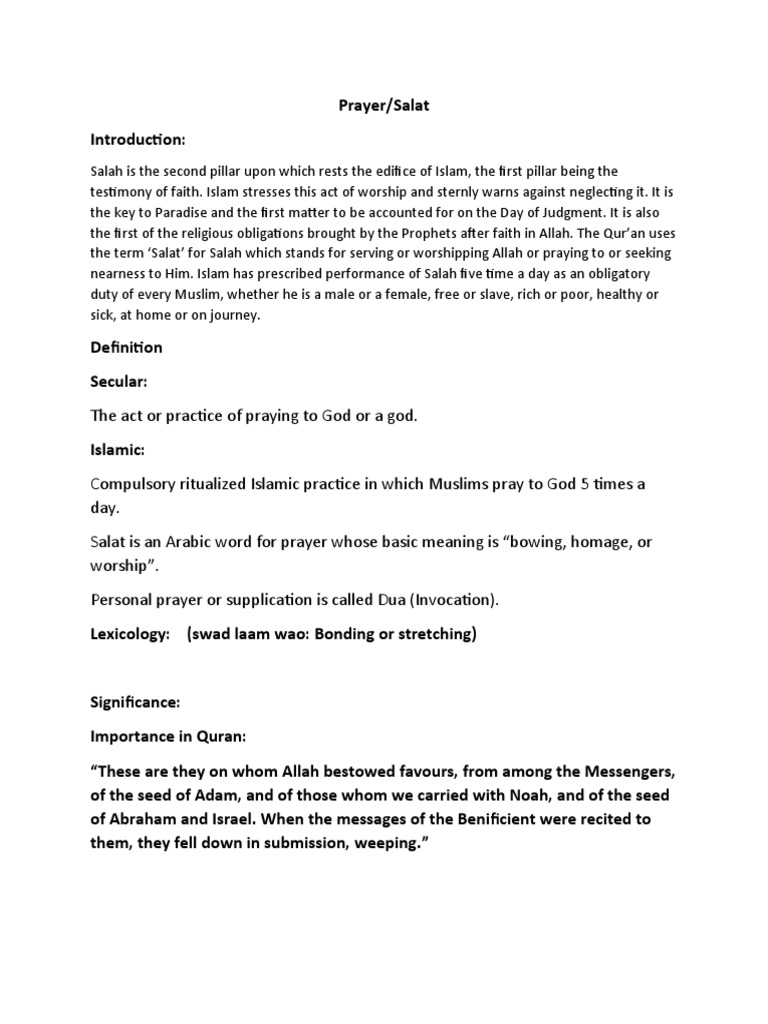 Prayer Salat | PDF | Prophets And Messengers In Islam | Semitic Words ...