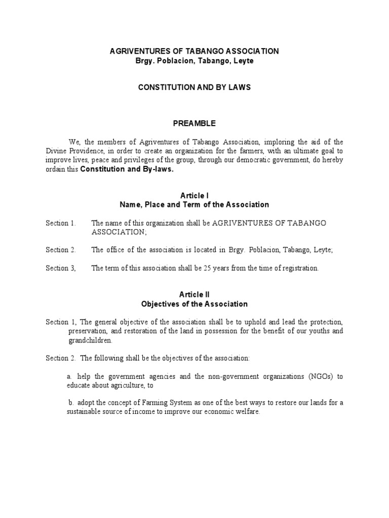 Farmers Association Constitution&Bylaws English | PDF | Board Of ...