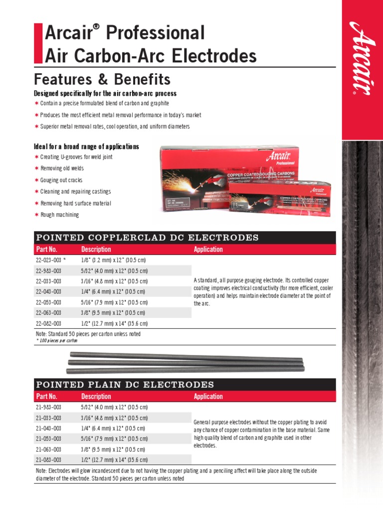 Arcair Professional Air Carbon-Arc Electrodes: Features & Benefits ...