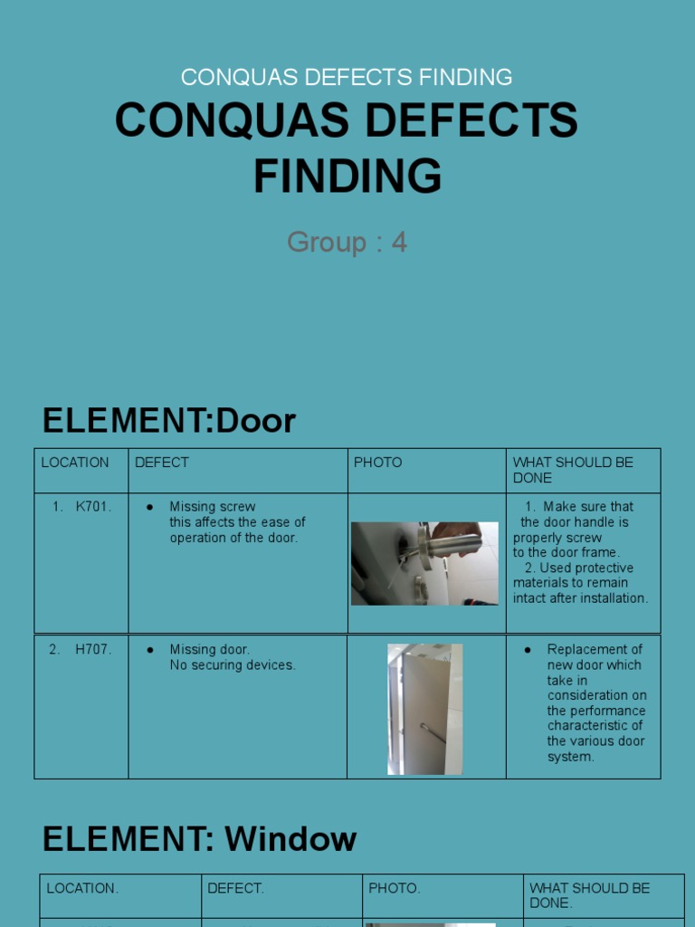 Conquas Group Work Presentation | PDF | Door | Wall