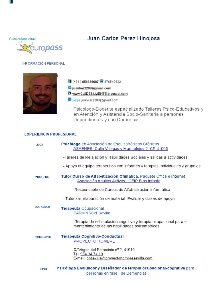 CV DOCENTE Psico Bilingue | PDF | Terapia ocupacional | Ciencia cognitiva