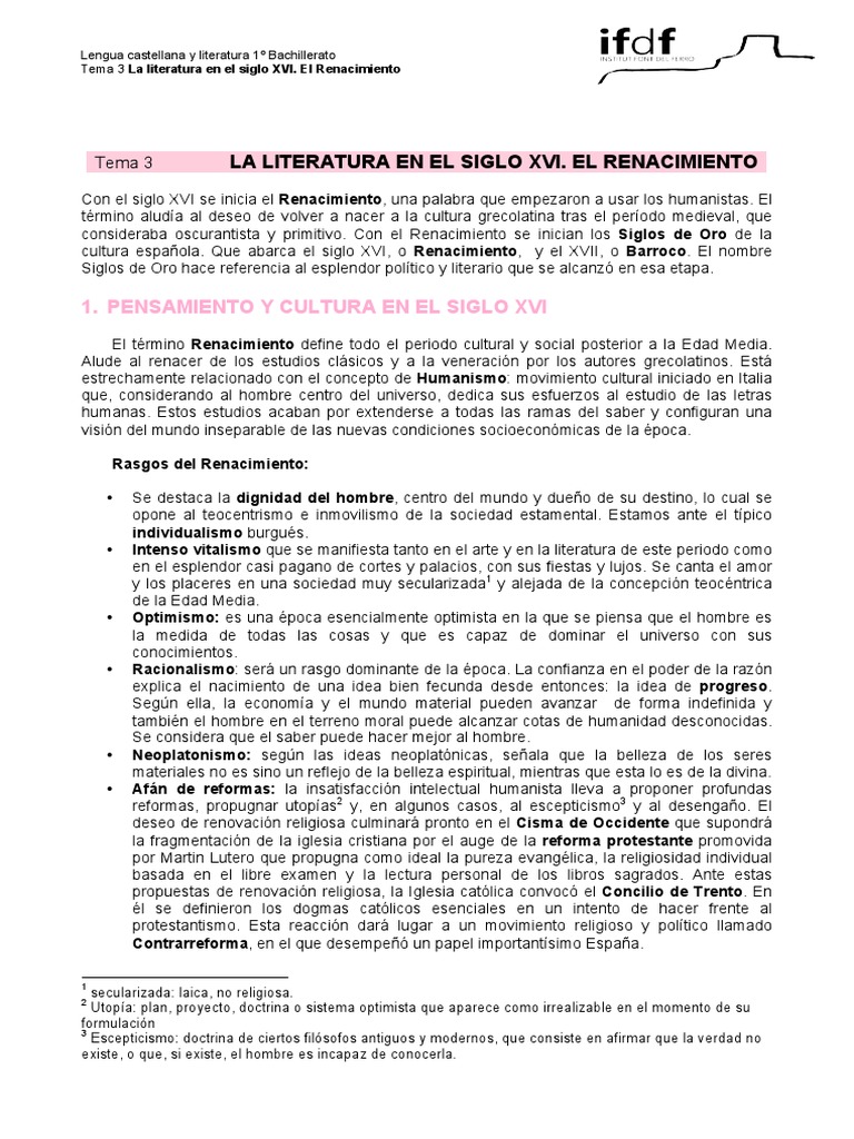 Tema 3 Renacimiento Parte I | PDF | Poesía | Juan de la cruz