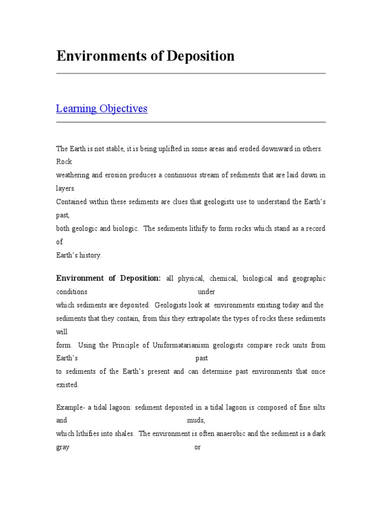 Environments of Deposition | PDF | Sedimentary Rock | Sediment