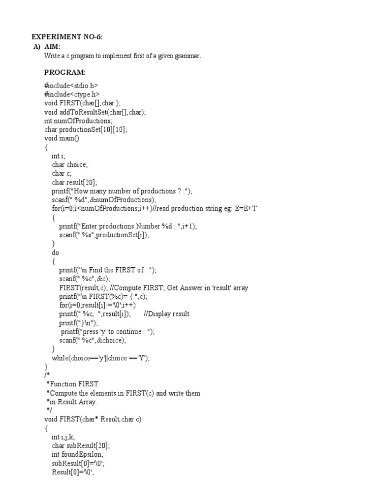6.additonal Program-2 (FIRST FOLLOW) | PDF | Computer Engineering ...