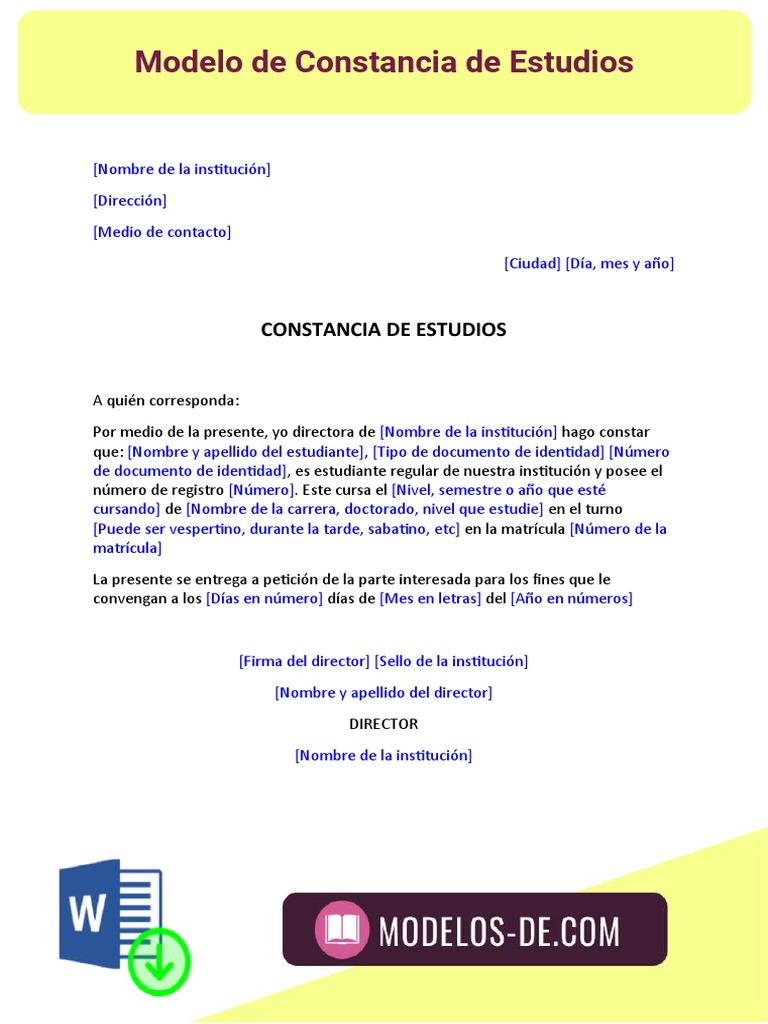 Modelo Constancia Estudios | PDF
