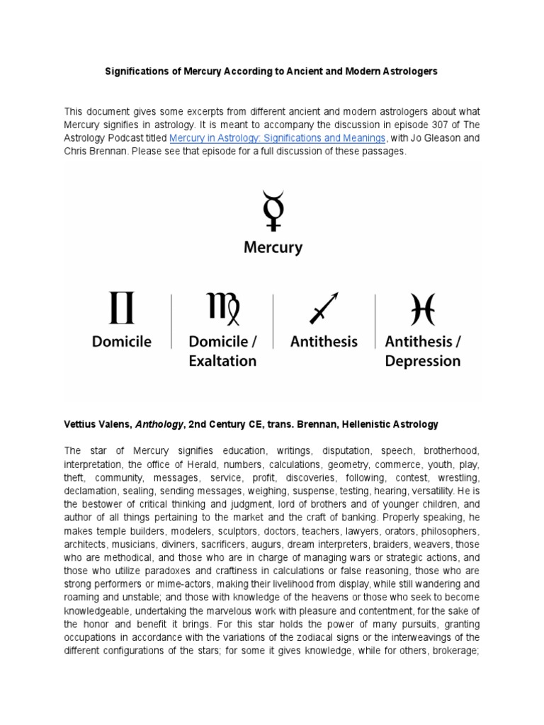 Mercury | PDF | Planets In Astrology | Astrology