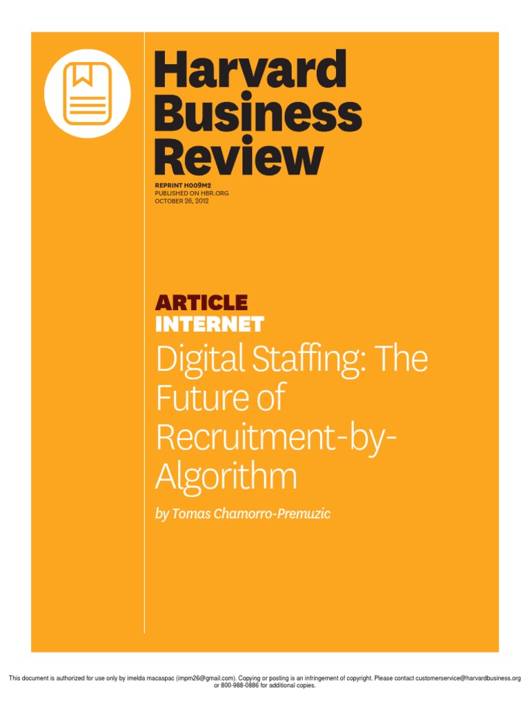 HRM - Digital Staffing - The Future of REcruitment by Algorithm PDF ...