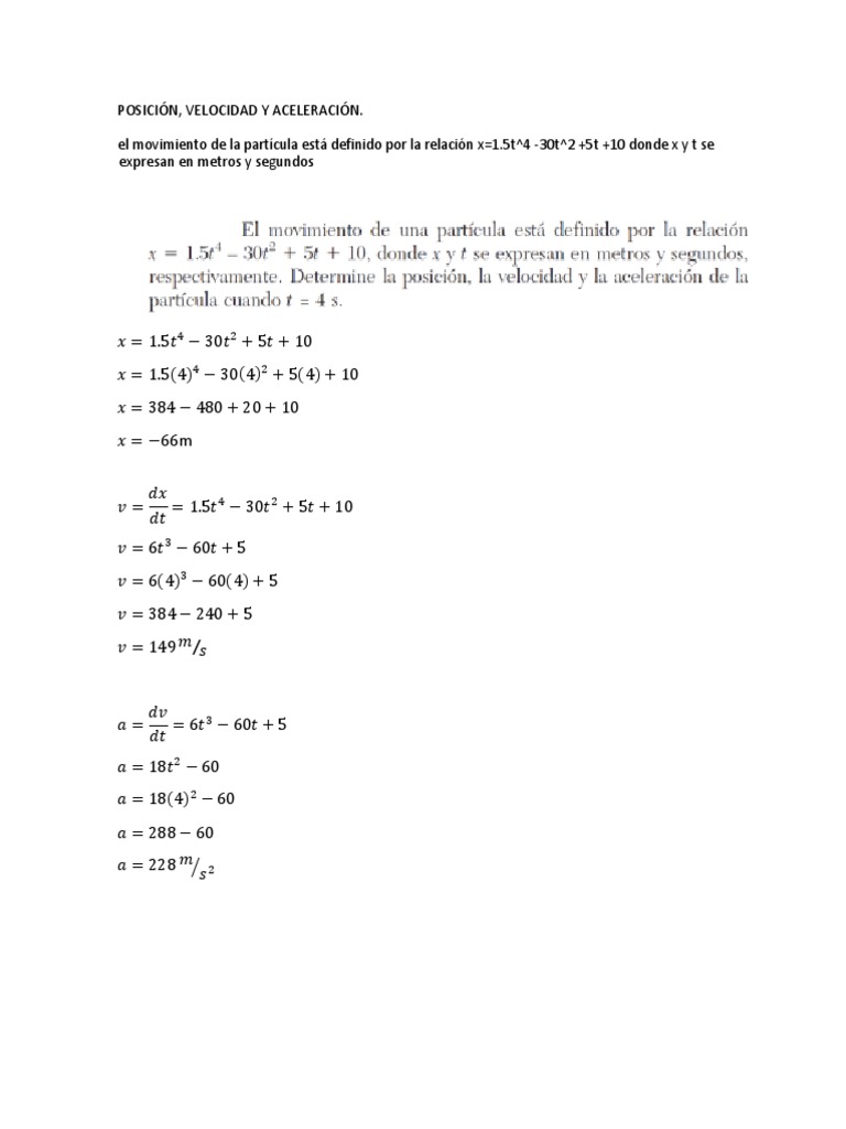 Posicion Velocidad y Aceleracion | PDF | Cantidad | Fenómenos científicos