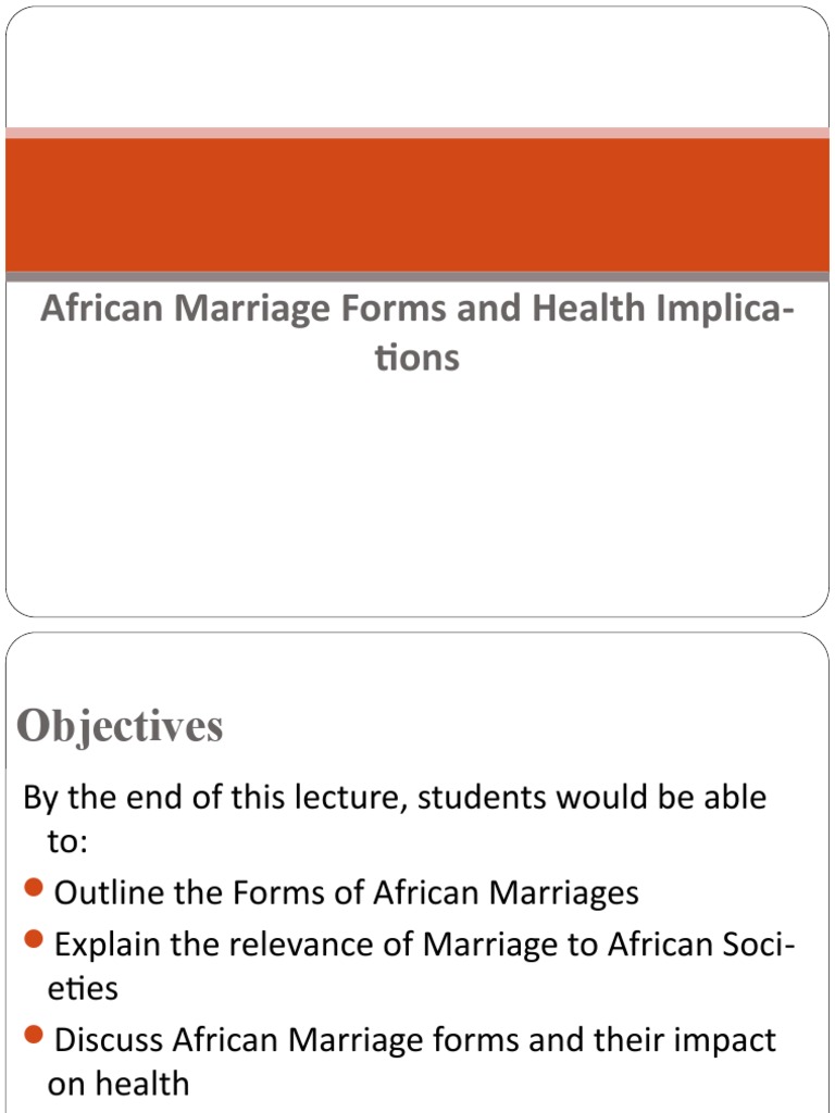 African Marriage Forms and Health Implica-Tions | PDF | Marriage | Polygamy